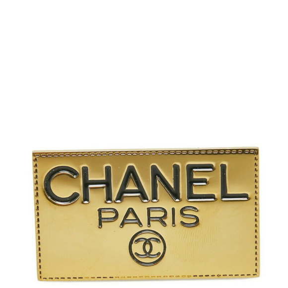 CHANEL | Jewelry | Chanel Nameplate Brooch Gold Plated Ladies | Poshmark
